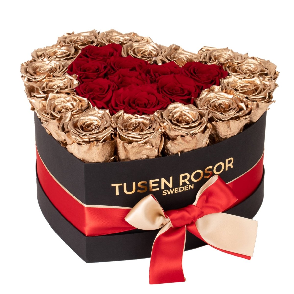 Eternal Roses | Long Lasting Red & Golden Roses | 26-30 Roses | Tusen ...