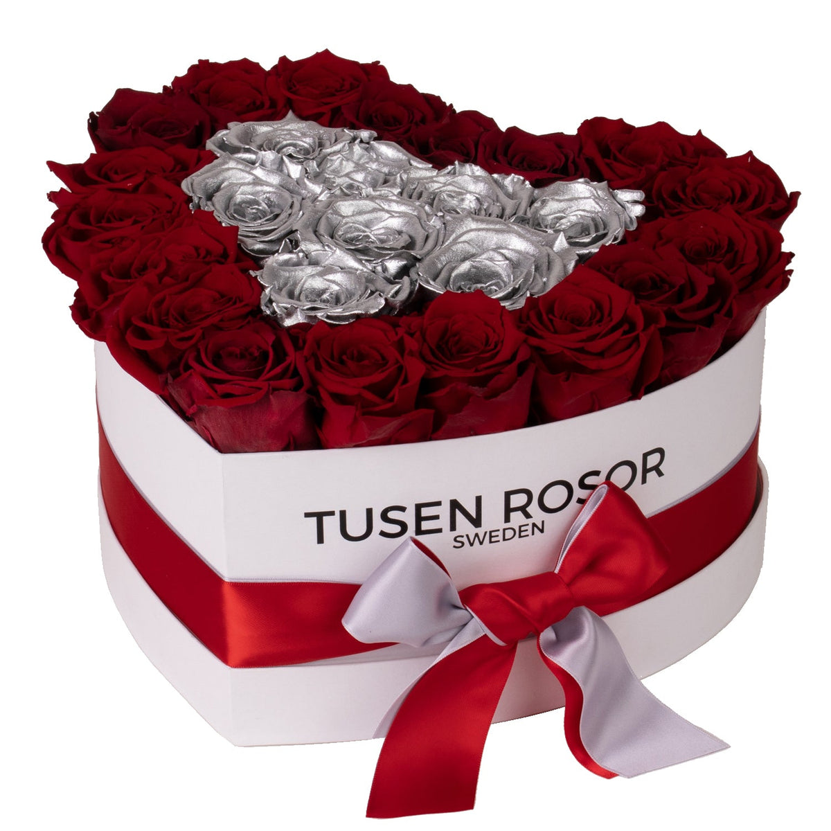 Eternal Roses | Long Lasting Red & Silver Roses | 26-30 Roses | Tusen ...